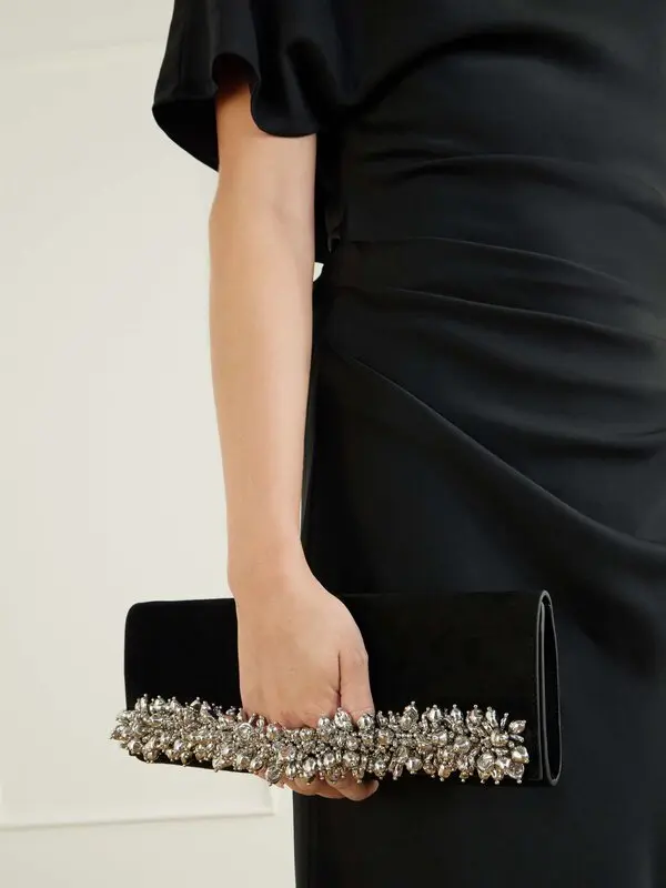 Simkhai River East West Bead-embellished Suede Clutch