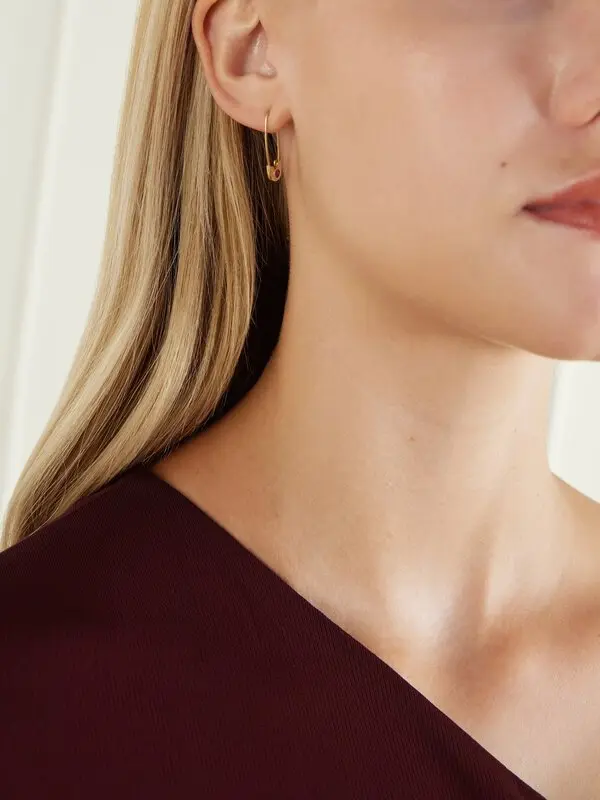 LOREN STEWART 14-karat Yellow And Ruby Safety Pin Earring