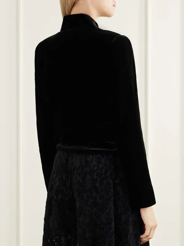 Costarellos Elvie Cropped Velvet Jacket