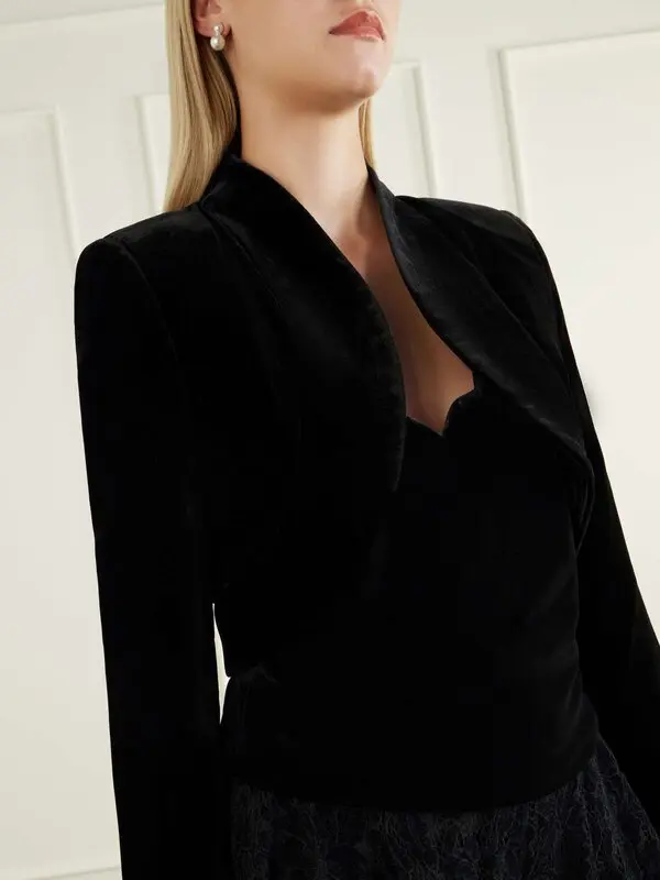 Costarellos Elvie Cropped Velvet Jacket