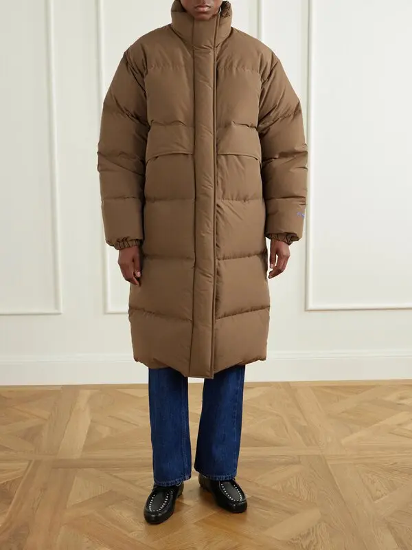 JIL SANDER Logo-appliquéd Quilted Shell Down Coat - Brown