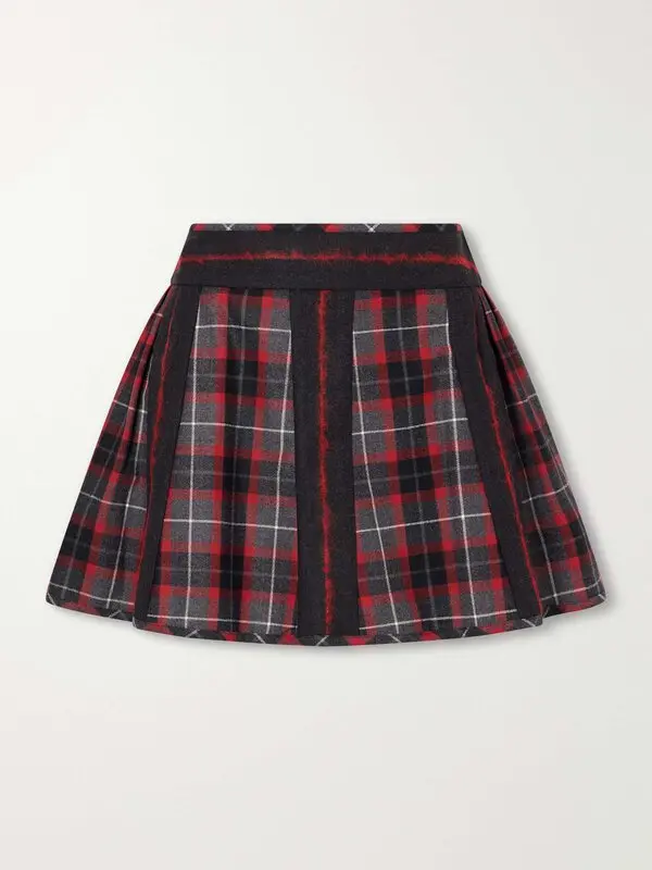 VIVIENNE WESTWOOD Mini Bell Checked Pleated Mini Skirt - Black