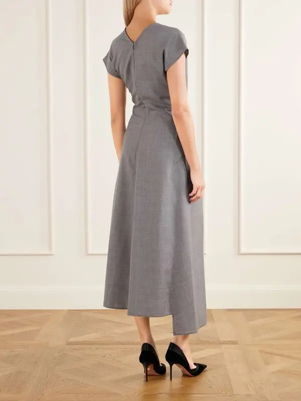 Victoria Beckham Aria Gathered Wool Midi Dress