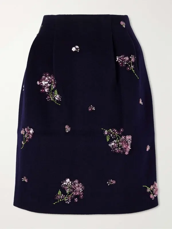 SHUSHU/TONG Sequin-embellished Wool Midi Skirt
