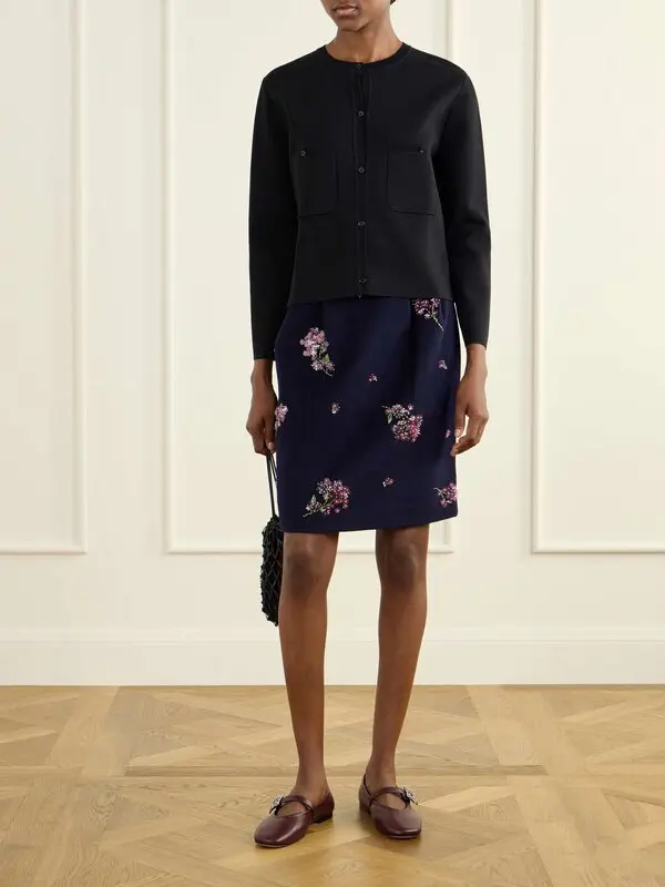 SHUSHU/TONG Sequin-embellished Wool Midi Skirt
