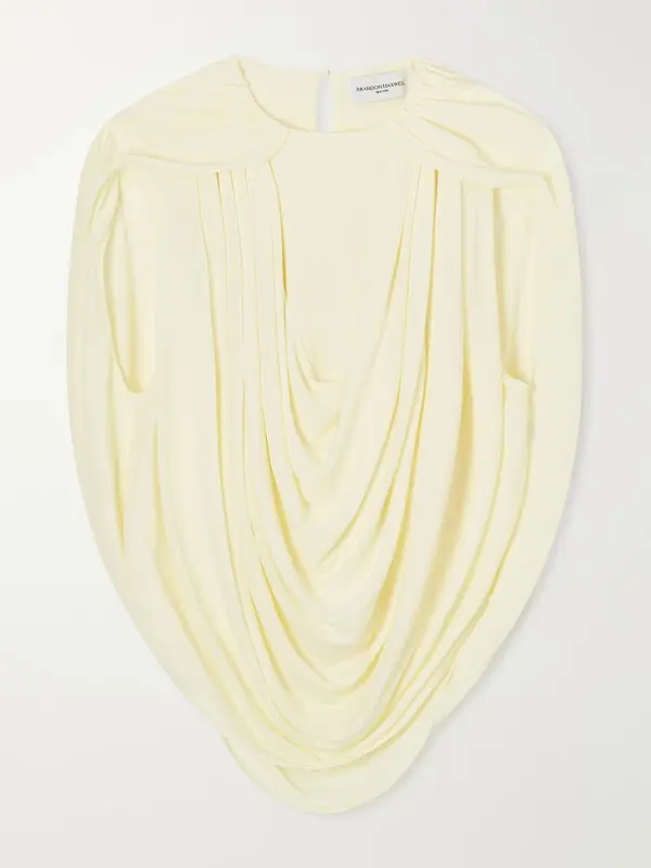 Brandon Maxwell The Astor Draped Jersey Blouse - Yellow