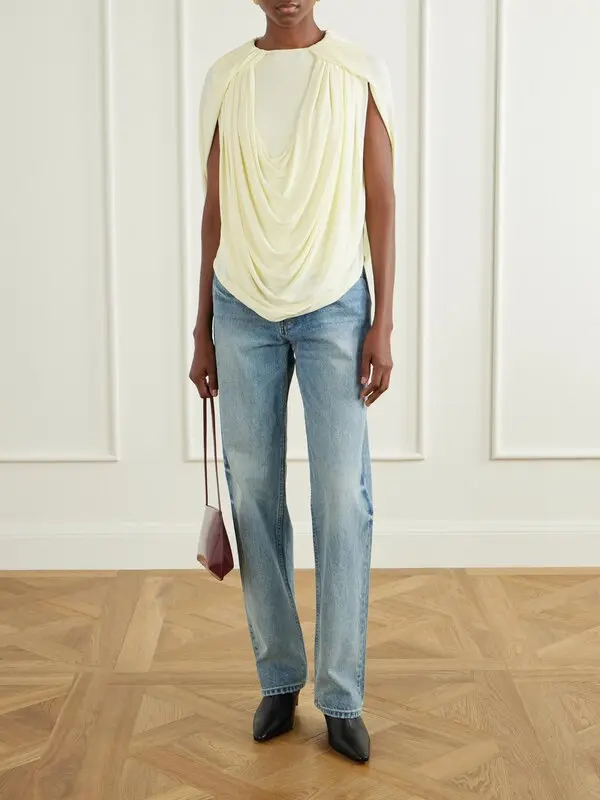 Brandon Maxwell The Astor Draped Jersey Blouse - Yellow