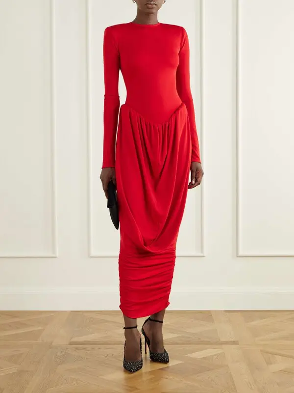 ILKYAZ OZEL Camino Gathered Crepe Gown