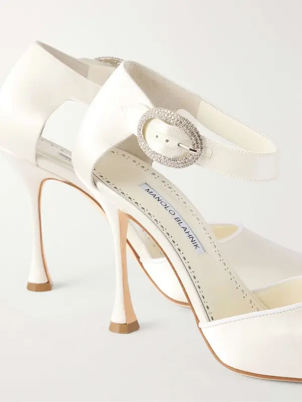 Manolo Blahnik Zutonplan 105 Crystal-embellished Satin Pumps
