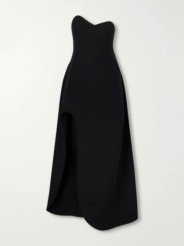 JIL SANDER Strapless Wool Gown - Black
