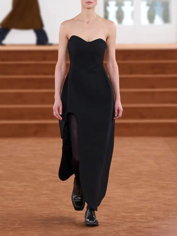 JIL SANDER Strapless Wool Gown