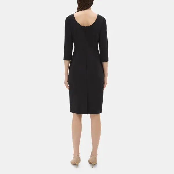 Theory Long-sleeve Sheath Dress In Sevona Stretch Wool