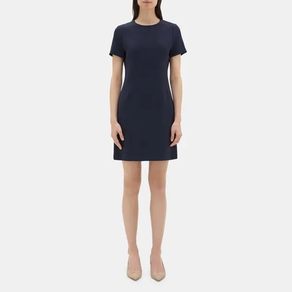 Theory Sheath Dress In Crepe - New Navy