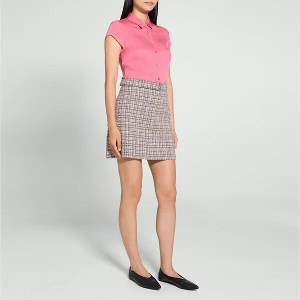 Theory Tweed Belted Mini Skirt In Cotton-blend