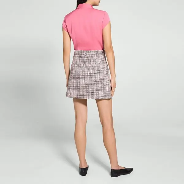Theory Tweed Belted Mini Skirt In Cotton-blend