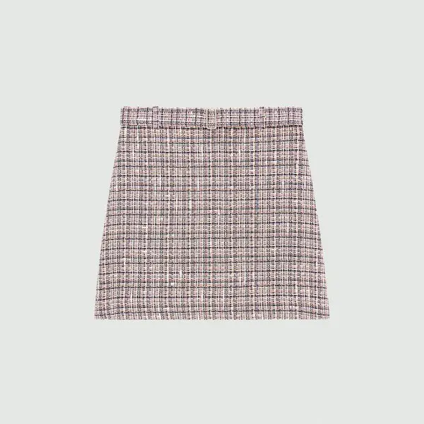 Theory Tweed Belted Mini Skirt In Cotton-blend