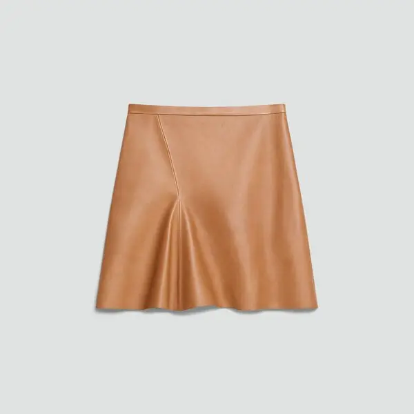 Theory Asymmetrical Mini Skirt In Sleek Leather