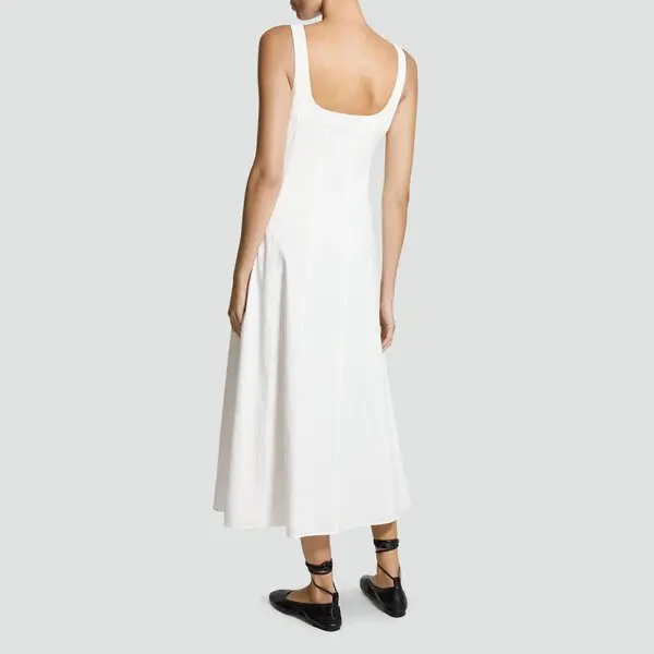 Theory Seamed Square Neck Dress In Good Linen