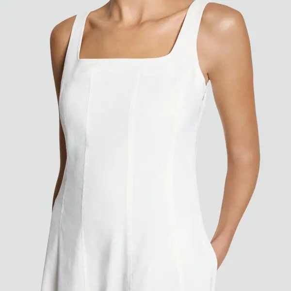 Theory Seamed Square Neck Dress In Good Linen