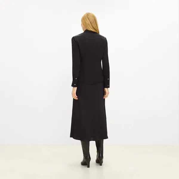 Theory Fluid Pull-on Skirt In Silk Georgette - Black