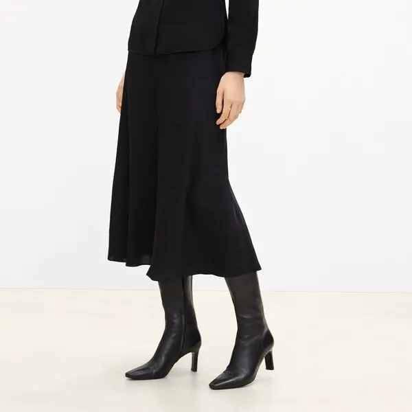 Theory Fluid Pull-on Skirt In Silk Georgette - Black