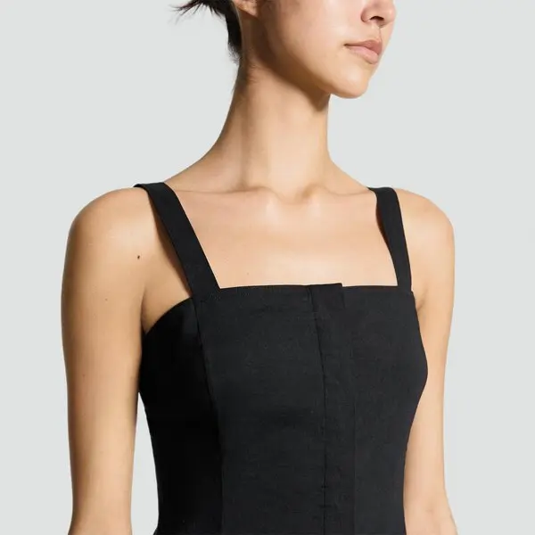 Theory Square Neck Dress In Good Linen
