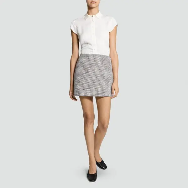 Theory High-waisted Mini Skirt In Striped Tweed - Lavender Multi