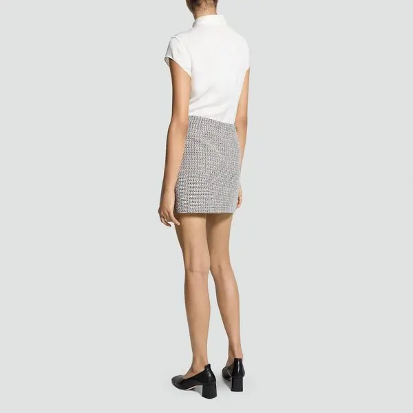 Theory High-waisted Mini Skirt In Striped Tweed