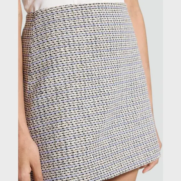 Theory High-waisted Mini Skirt In Striped Tweed