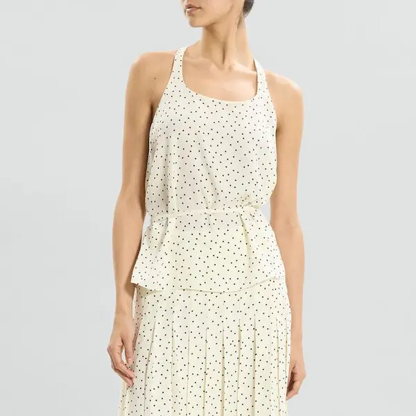 Theory Belted Halter Top In Polka Dot Georgette