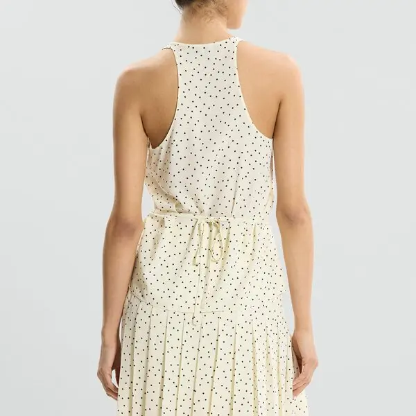 Theory Belted Halter Top In Polka Dot Georgette