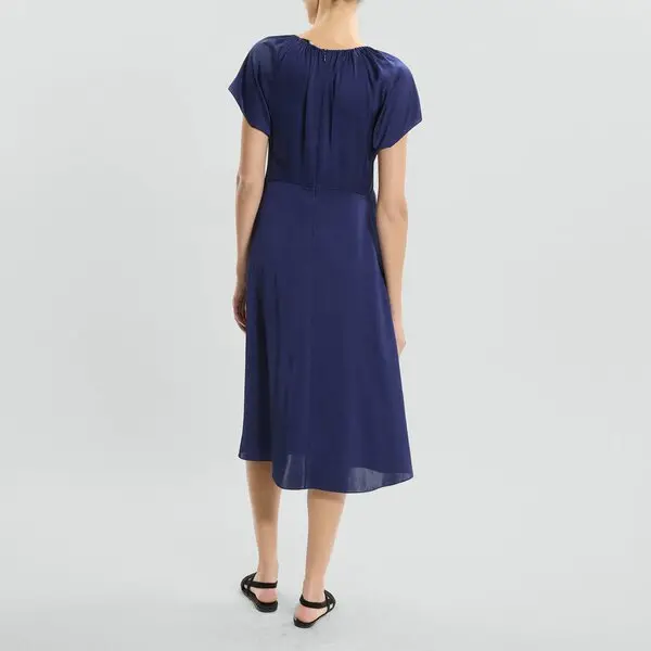 Theory Ruched Midi Dress In Crushed Satin