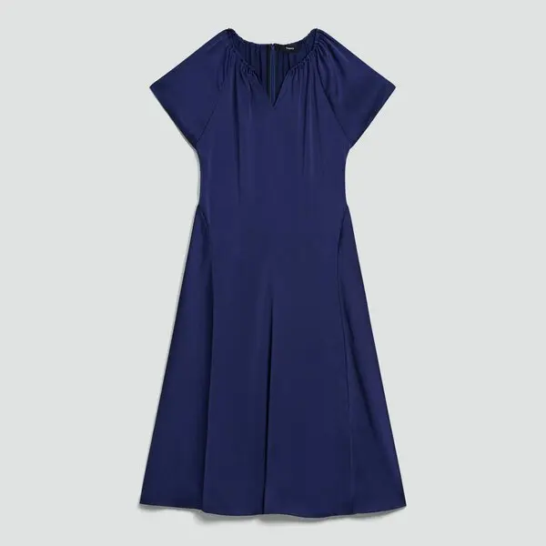 Theory Ruched Midi Dress In Crushed Satin