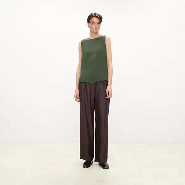Theory Flowy Pant In Mod Silk Twill - Cacao