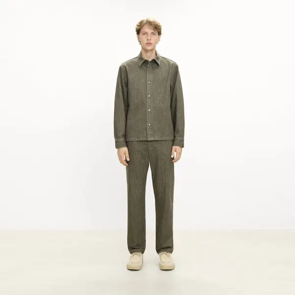 Theory Snap Overshirt In Tinted Denim - Army