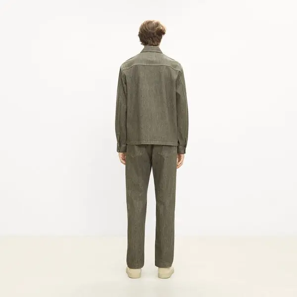 Theory Snap Overshirt In Tinted Denim - Army