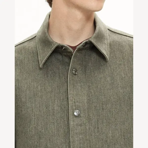 Theory Snap Overshirt In Tinted Denim - Army