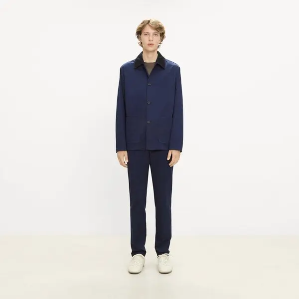 Theory Four-button Jacket In Moonsoft Cotton - Baltic