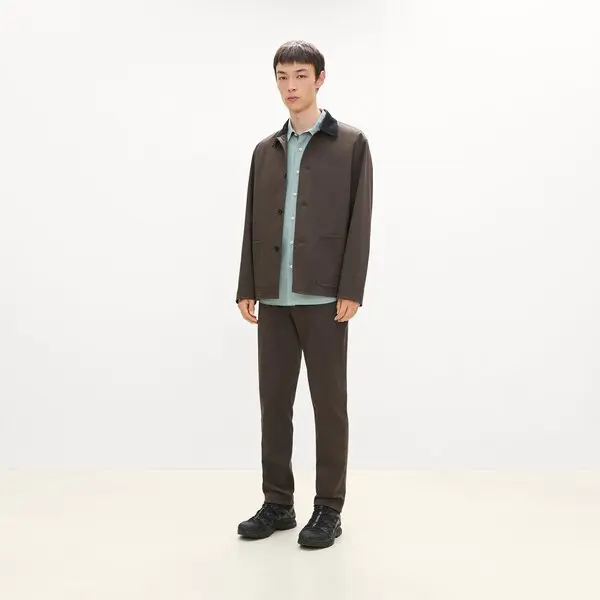 Theory Four-button Jacket In Moonsoft Cotton - Classic Brown