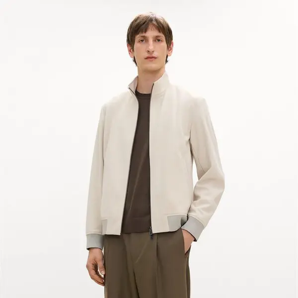Theory Bomber Jacket In Precision Ponte - Silver Stone
