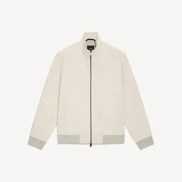 Theory Bomber Jacket In Precision Ponte - Silver Stone