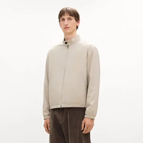 Theory Harrington Jacket In Motion Wool Twill - Silver Stone