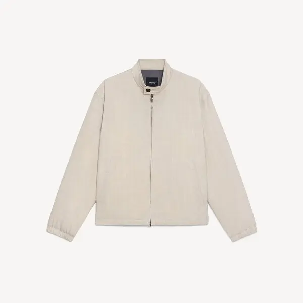 Theory Harrington Jacket In Motion Wool Twill - Silver Stone