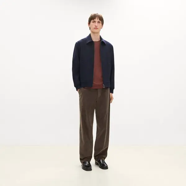 Theory Bomber Jacket In Plush Melton - Baltic