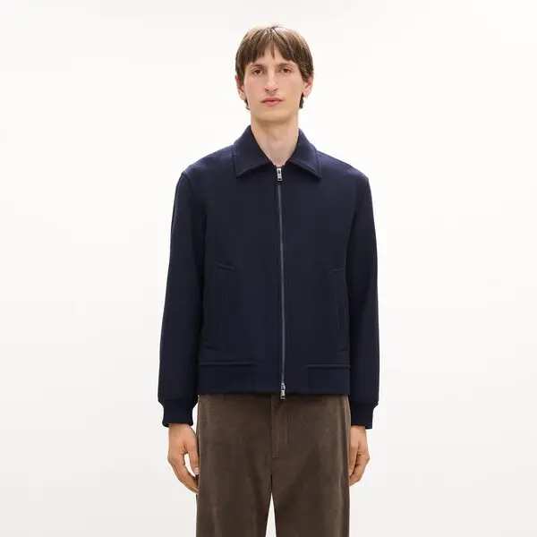 Theory Bomber Jacket In Plush Melton - Baltic