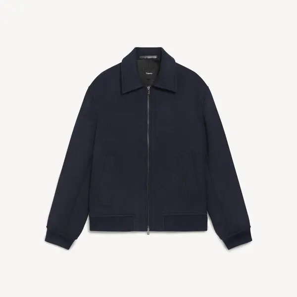 Theory Bomber Jacket In Plush Melton - Baltic