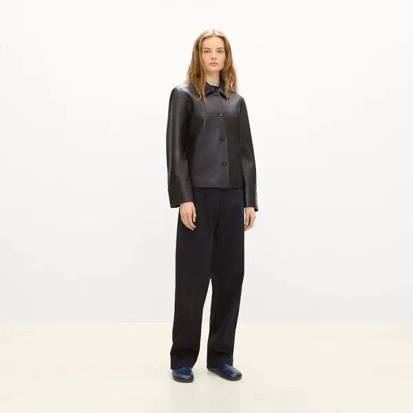 Theory Boxy Cuff Jacket In Leather