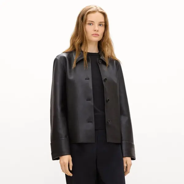Theory Boxy Cuff Jacket In Leather