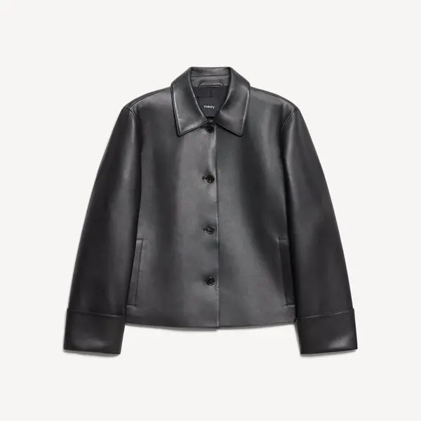Theory Boxy Cuff Jacket In Leather