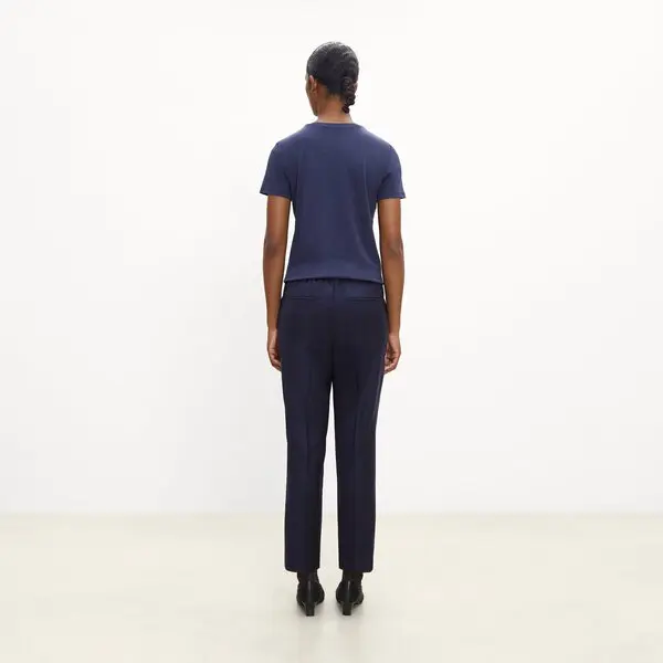 Theory Cropped Wool Flannel Pants - Navy
